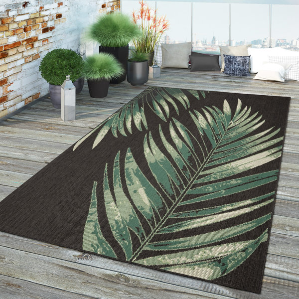 Bay Isle Home Tapis floral à motif de feuilles de palmier tropicales pour l'intérieur et l ...